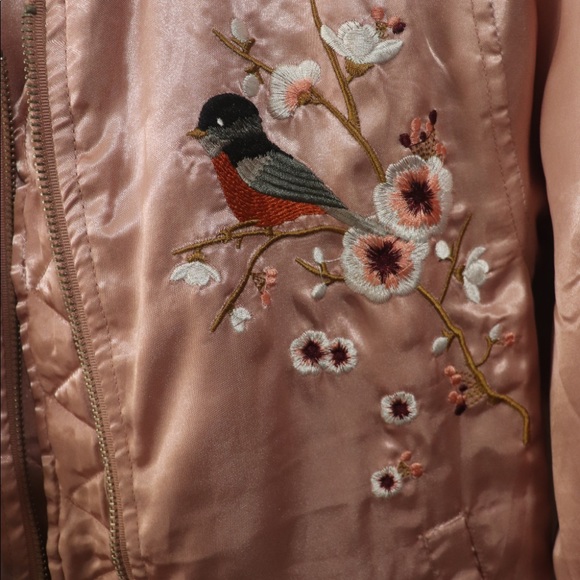 iris | Jackets & Coats | Satin Embroidered Floral Bomber Jacket | Poshmark